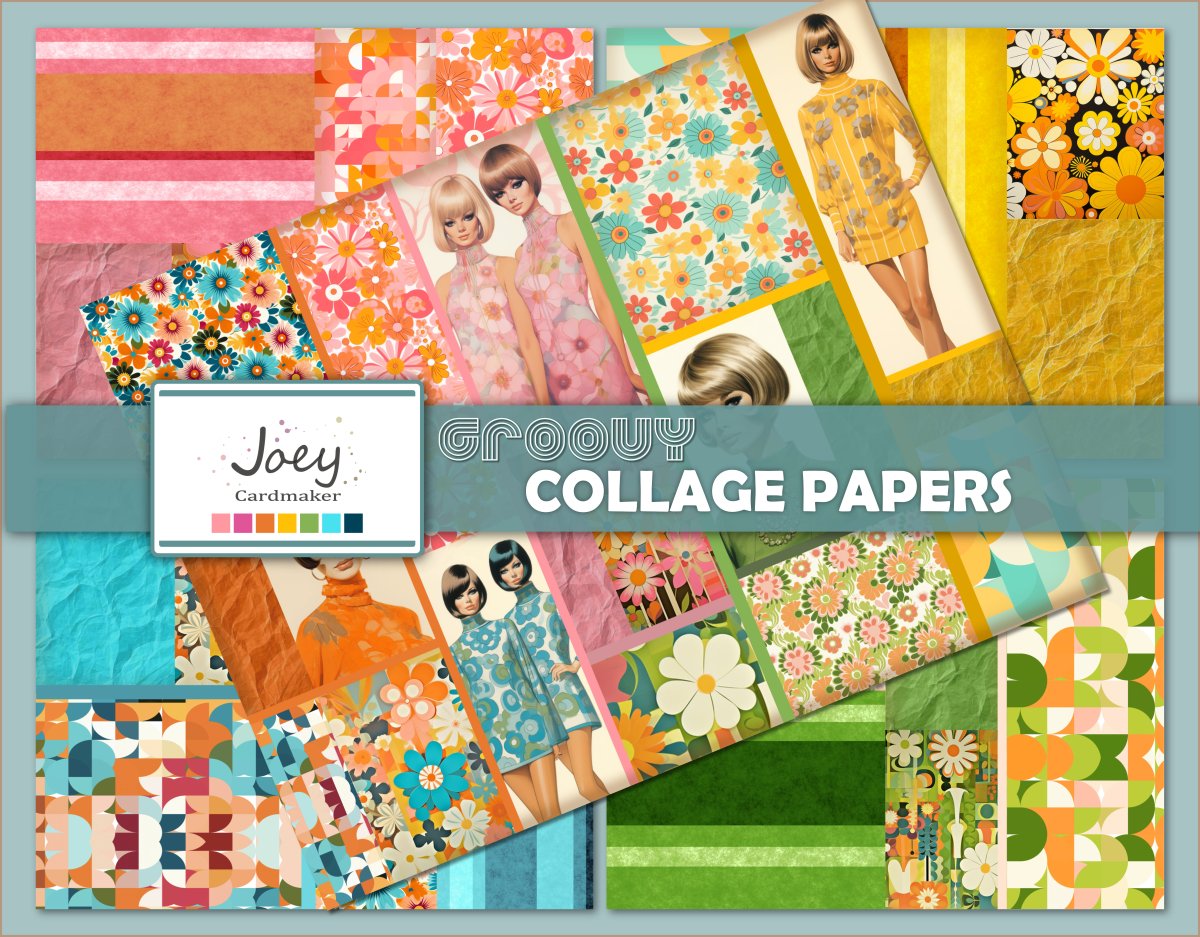 FREEBIE: Groovy – Collage Papers – Joey Cardmaker